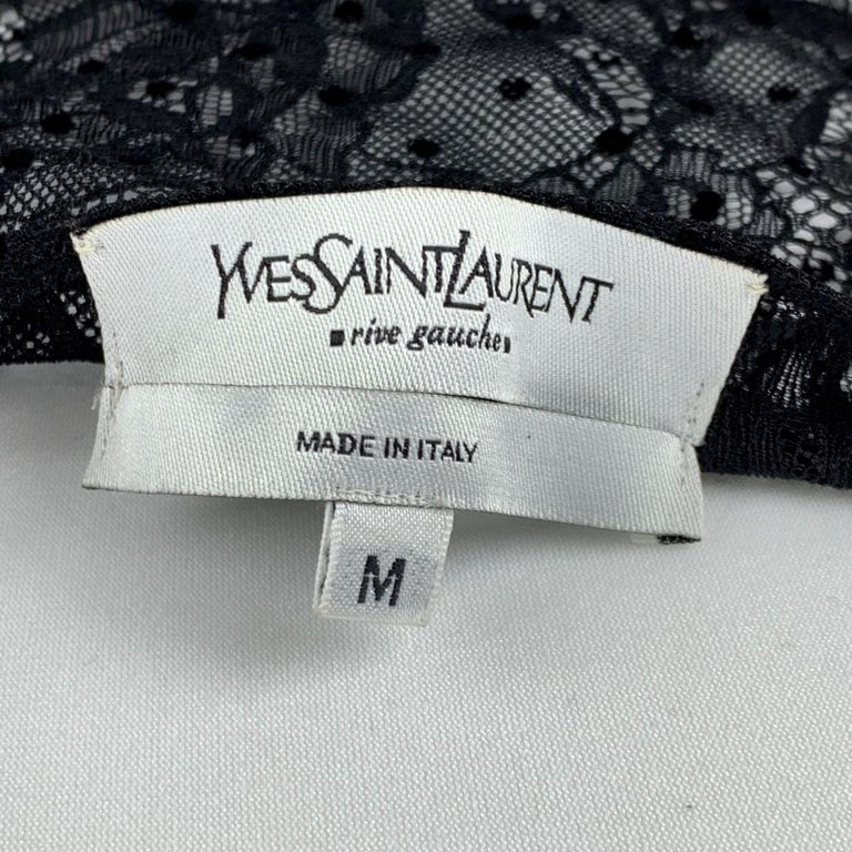 Yves Saint Laurent Black Lace Sheer Top with Frills Size M For Sale at ...