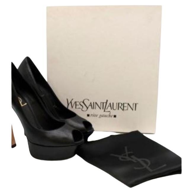 Yves Saint Laurent Black Leather Peep-toe Platform Pumps For Sale at ...