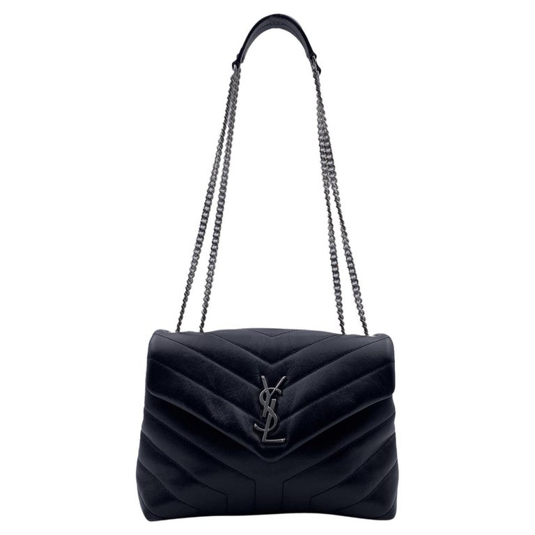 Yves Saint Laurent Black Quilted Y Leather Small Loulou Shoulder Bag ...