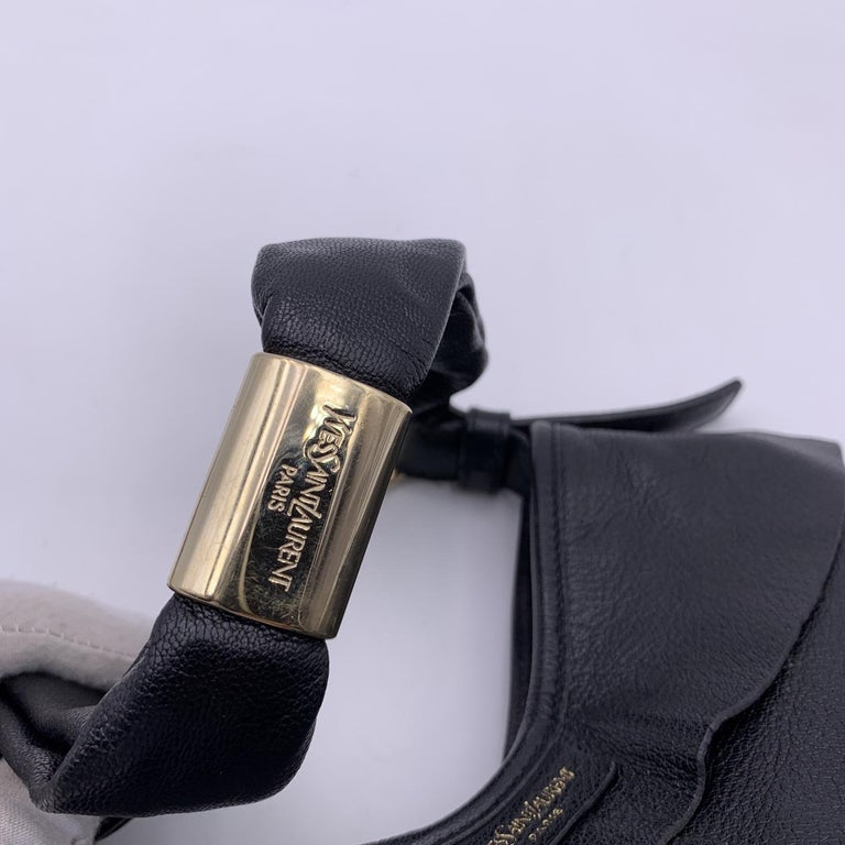 Yves Saint Laurent Black Ruffled Leather St Tropez Hobo Tote Bag For ...