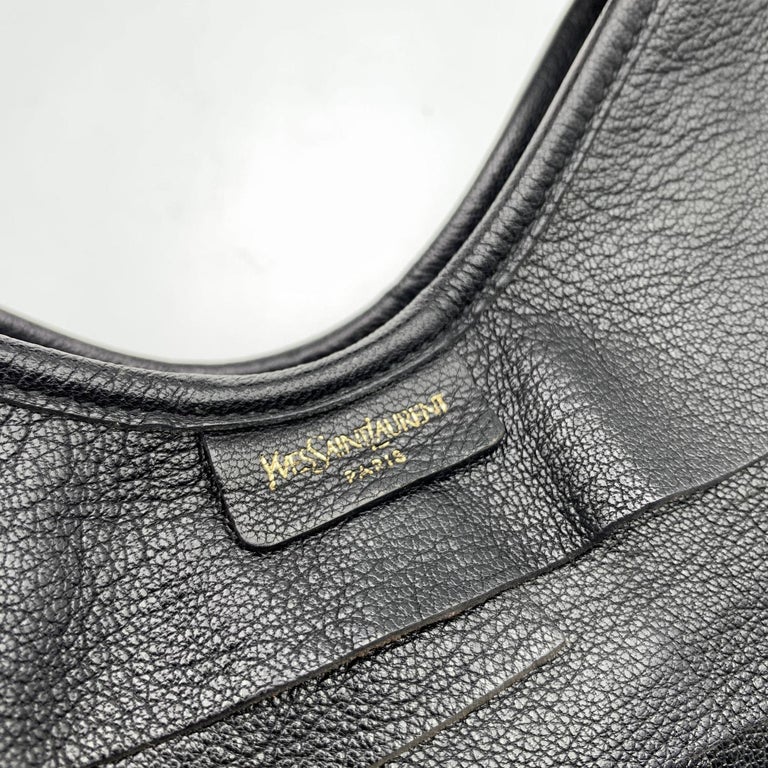 Yves Saint Laurent Black Ruffled Leather St Tropez Hobo Tote Bag For ...