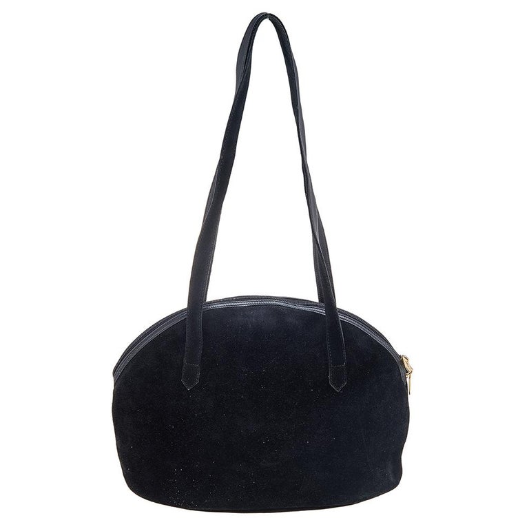 Yves Saint Laurent Black Suede And Leather YSL Embroidered Satchel at ...