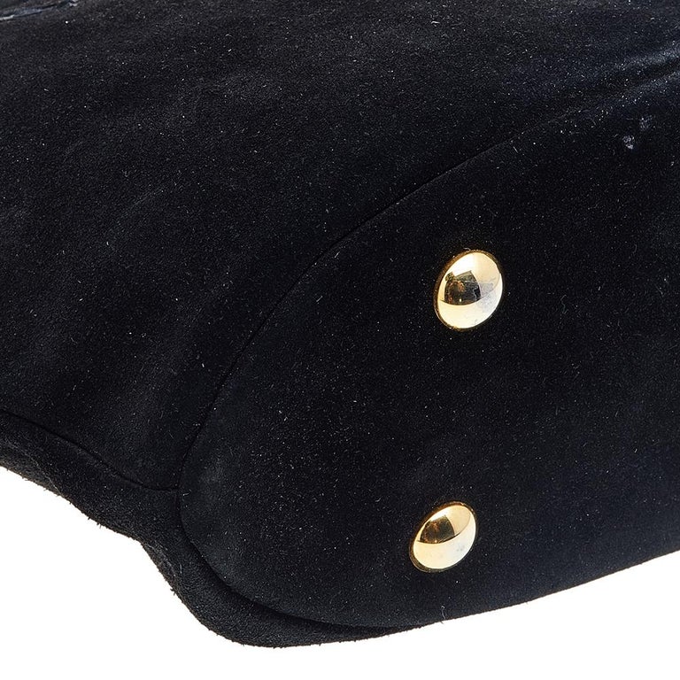 Yves Saint Laurent Black Suede And Leather YSL Embroidered Satchel at ...