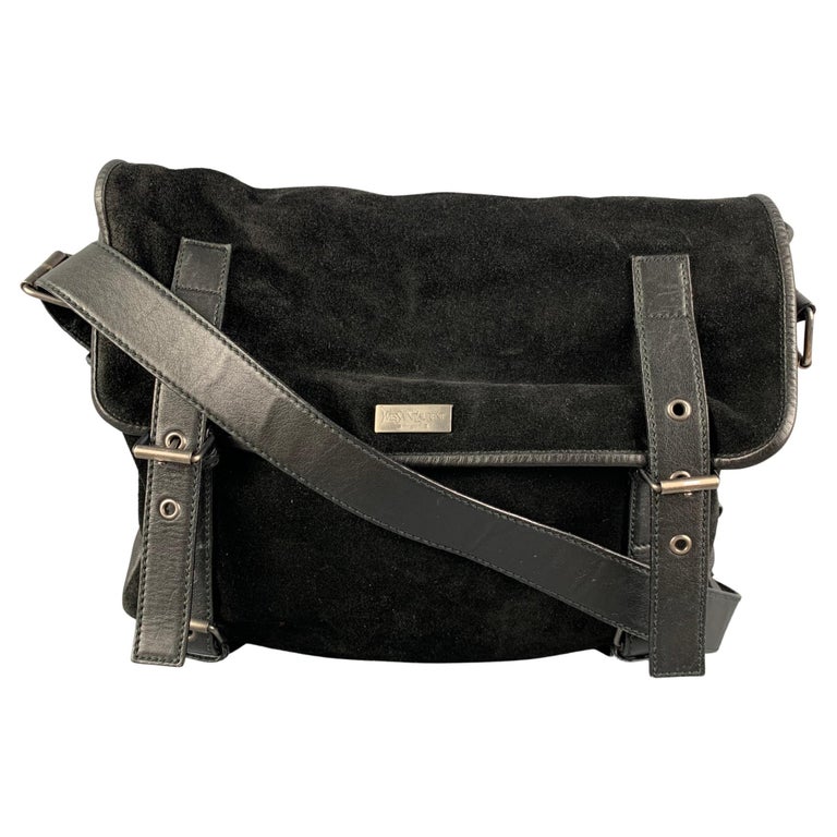 YVES SAINT LAURENT Black Suede Leather Satchel Shoulder Bag For Sale at ...