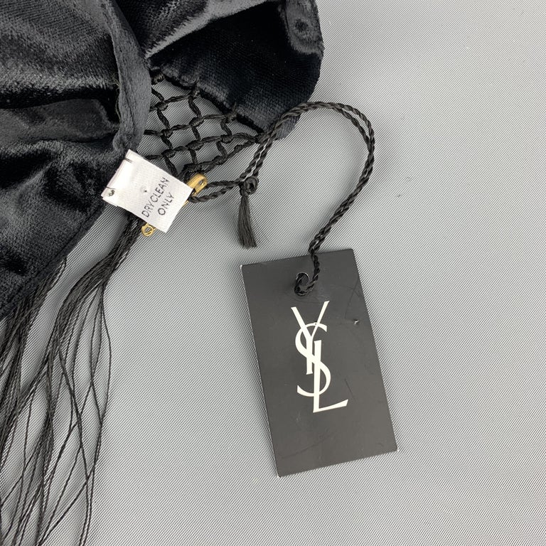 YVES SAINT LAURENT Black Velvet Fringe YSL Neck Scarf at 1stDibs ...