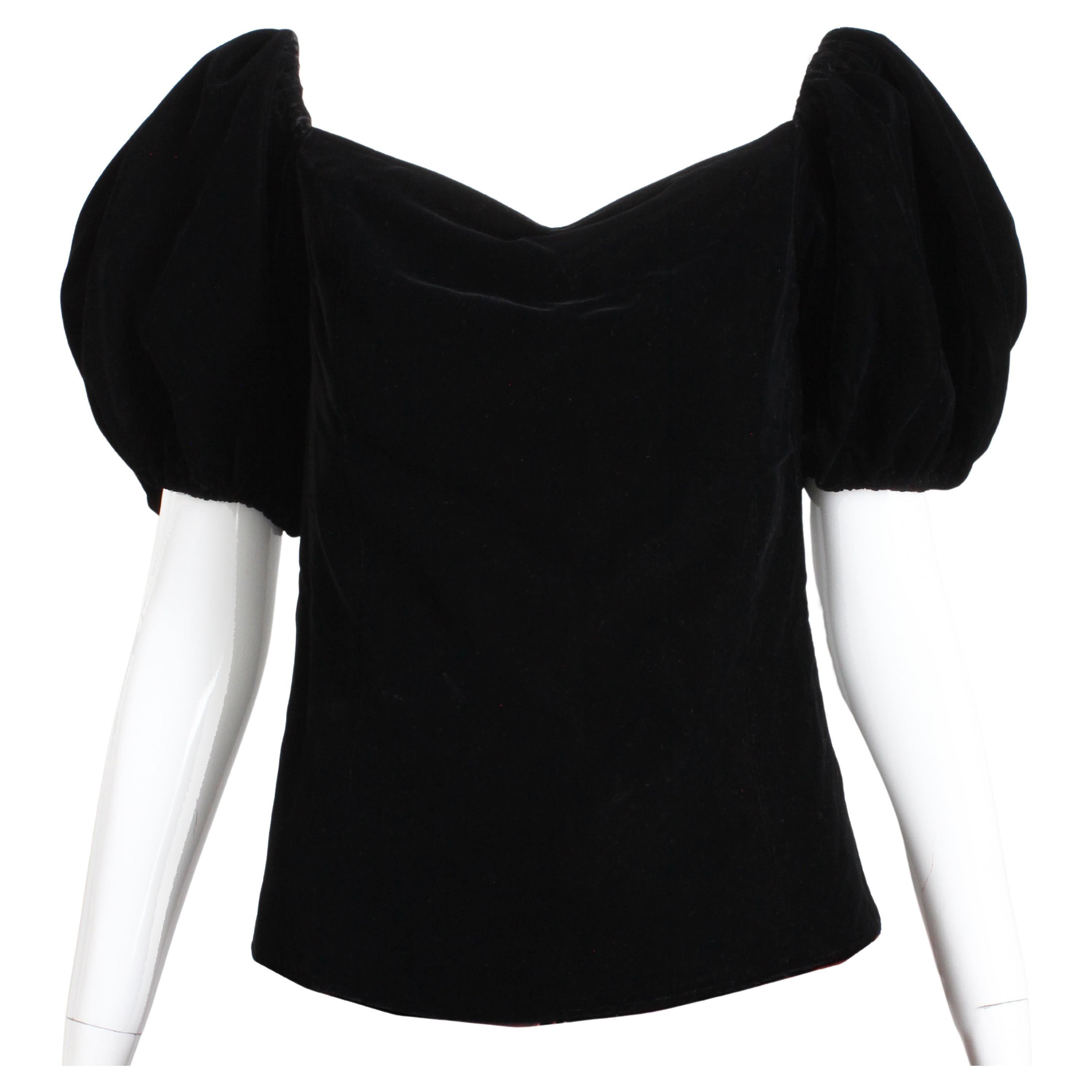 Vintage YVES SAINT LAURENT Metallic silk peasant blouse YSL at 1stDibs