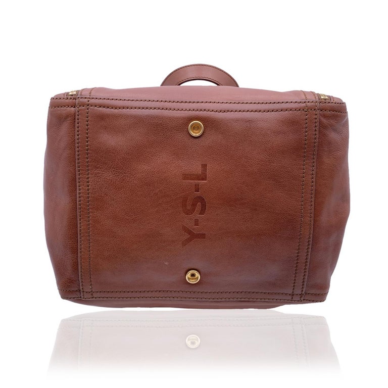Yves Saint Laurent Brown Leather Downtown Tote Shoulder Bag For Sale at ...