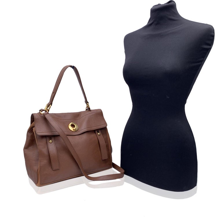 Yves Saint Laurent Brown Leather Muse 2 Two Satchel Bag with Strap For ...