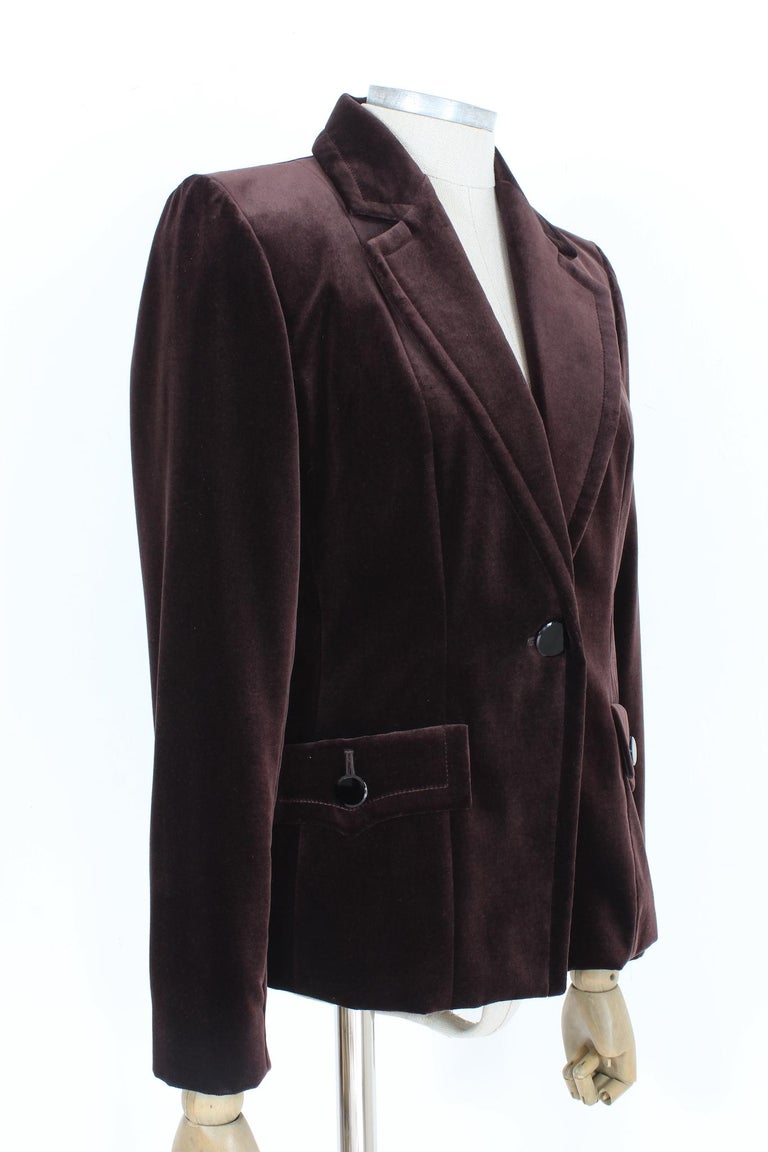 Yves Saint Laurent Brown Velvet Flared Jacket 2000s For Sale at 1stDibs