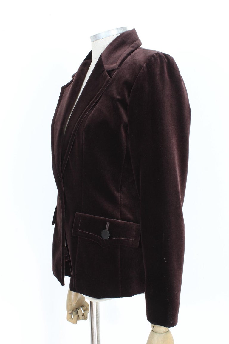 Yves Saint Laurent Brown Velvet Flared Jacket 2000s For Sale at 1stDibs