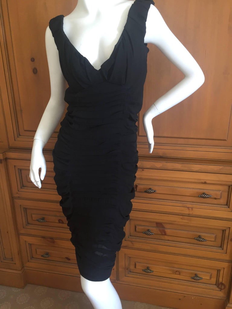 Yves Saint Laurent by Tom Ford 2000 Sexy Low Cut Little Black Silk Dress For Sale at 1stdibs