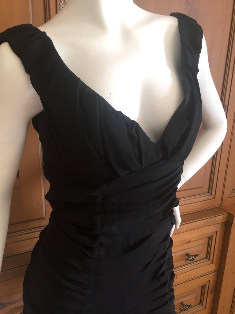 Yves Saint Laurent by Tom Ford 2000 Sexy Low Cut Little Black Silk Dress For Sale at 1stdibs