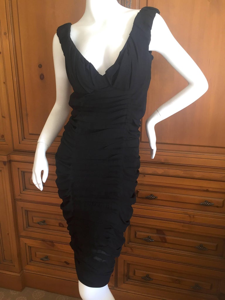 Yves Saint Laurent by Tom Ford 2000 Sexy Low Cut Little Black Silk Dress For Sale at 1stdibs