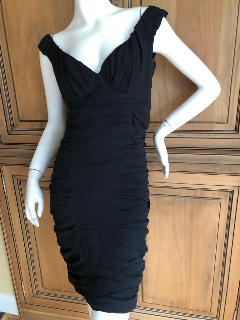 Yves Saint Laurent by Tom Ford 2000 Sexy Low Cut Little Black Silk Dress For Sale at 1stDibs ...