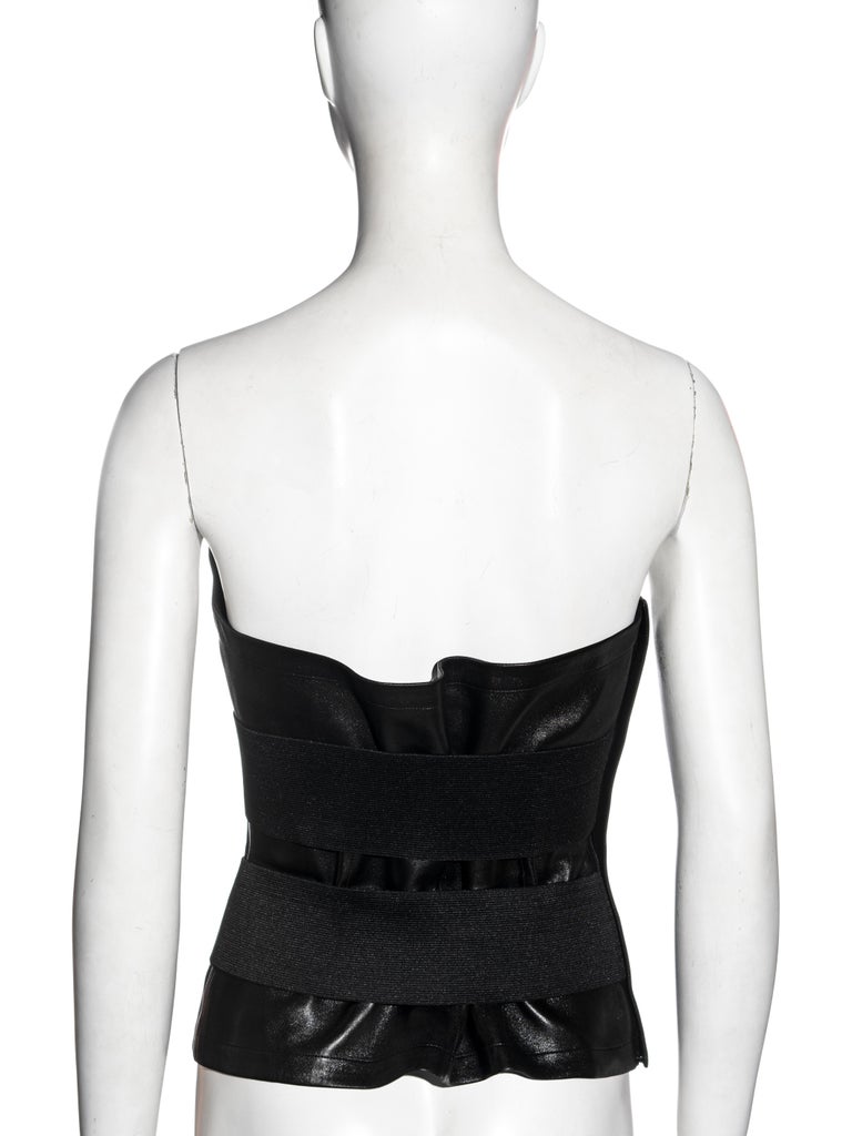 Yves Saint Laurent by Tom Ford black leather strapless wrap corset, ss ...