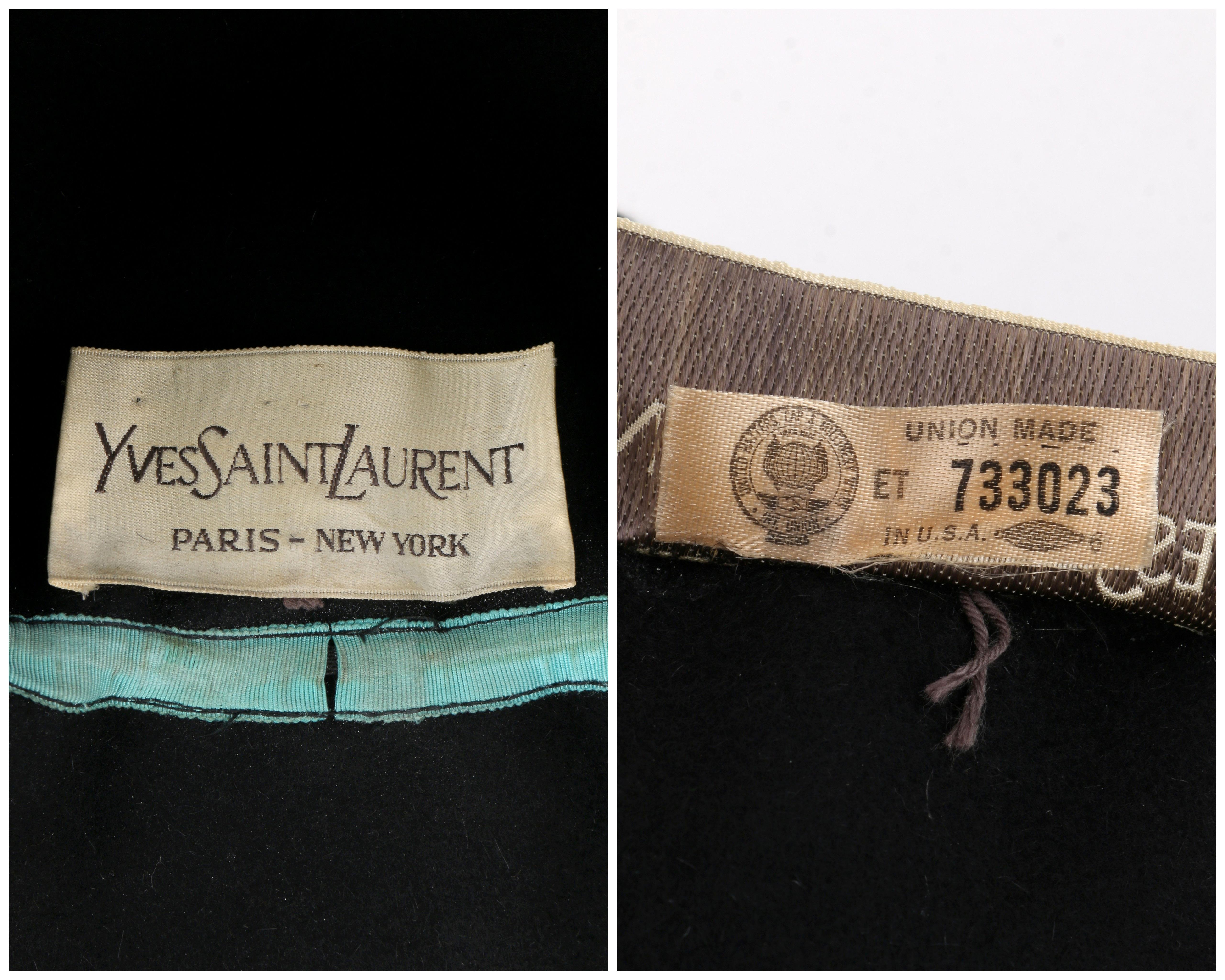 YVES SAINT LAURENT c.1960’s YSL Black Felted Fur Top Handle Bucket Hat ...