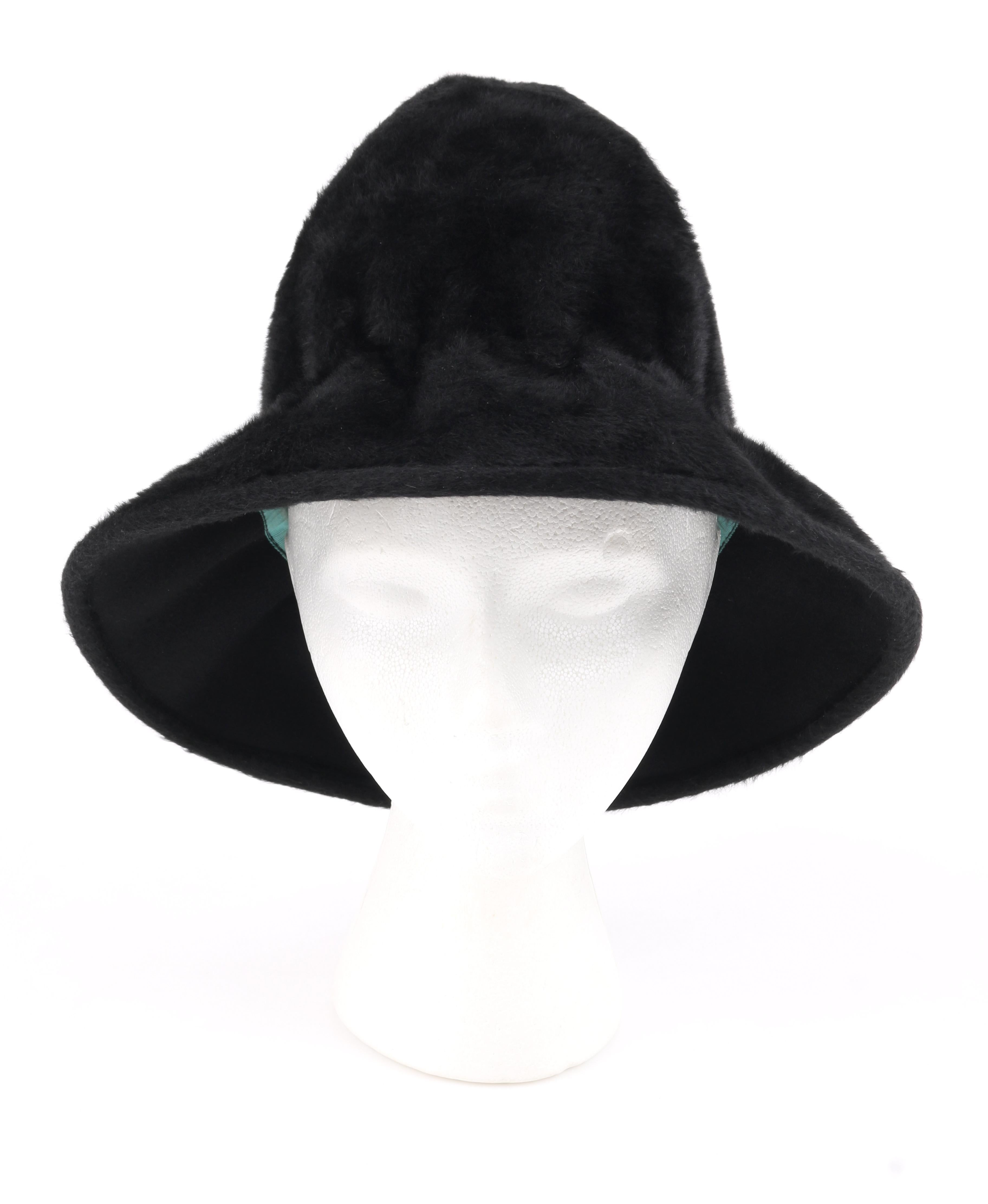 YVES SAINT LAURENT c.1960’s YSL Black Felted Fur Top Handle Bucket Hat ...