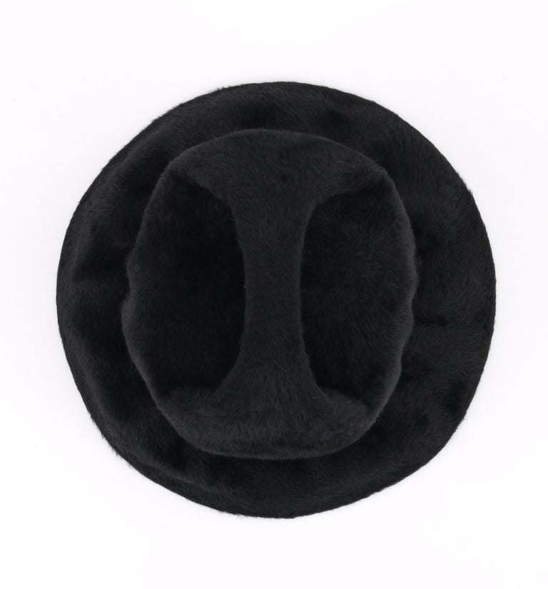YVES SAINT LAURENT c.1960’s YSL Black Felted Fur Top Handle Bucket Hat ...