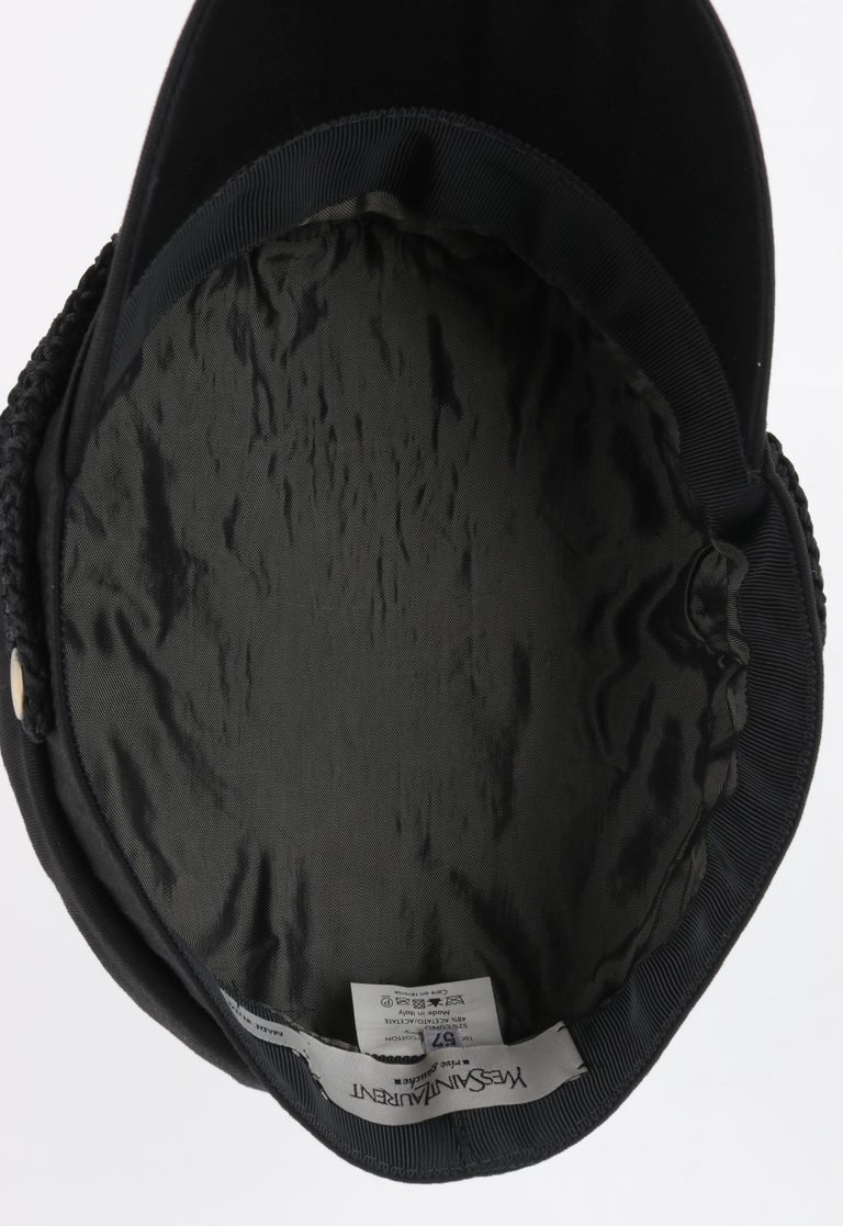 YVES SAINT LAURENT c.2000's Black Gold Breaton Military Hat YSL at 1stDibs