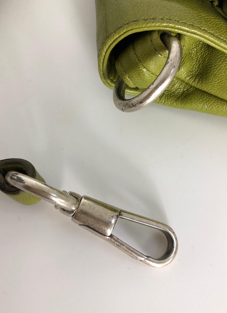 Yves Saint Laurent Chartreuse Green Leather Floral Ruffle Mini Shoulder ...