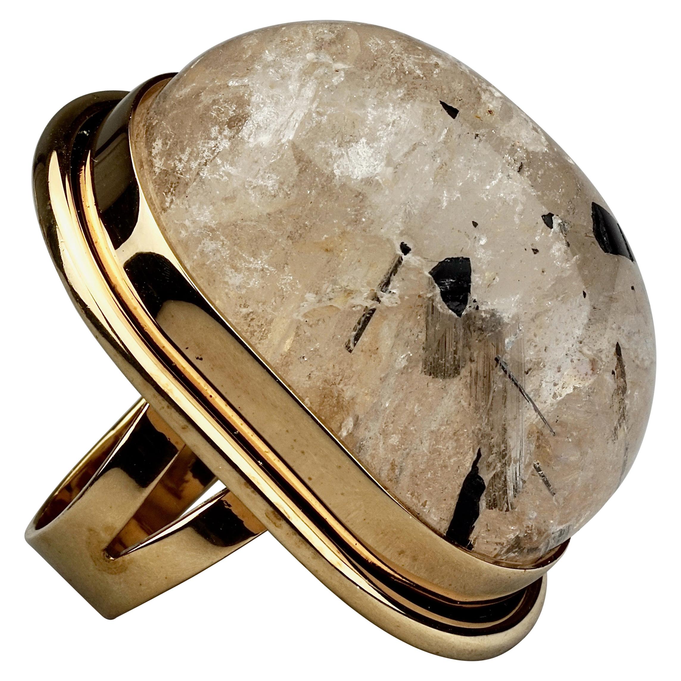 Rutilated Quartz Modernist Ring at 1stDibs