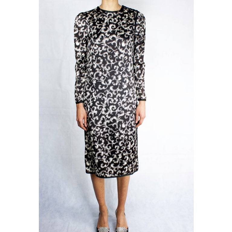 Yves Saint Laurent Chinese collection baroque print satin dress, 1977 ...