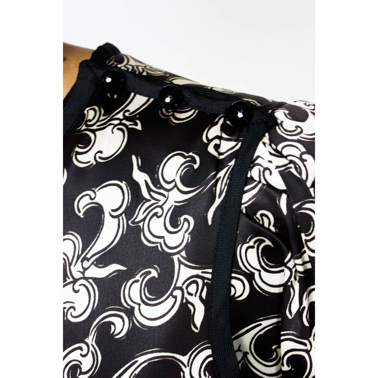 Yves Saint Laurent Chinese collection baroque print satin dress, 1977 ...