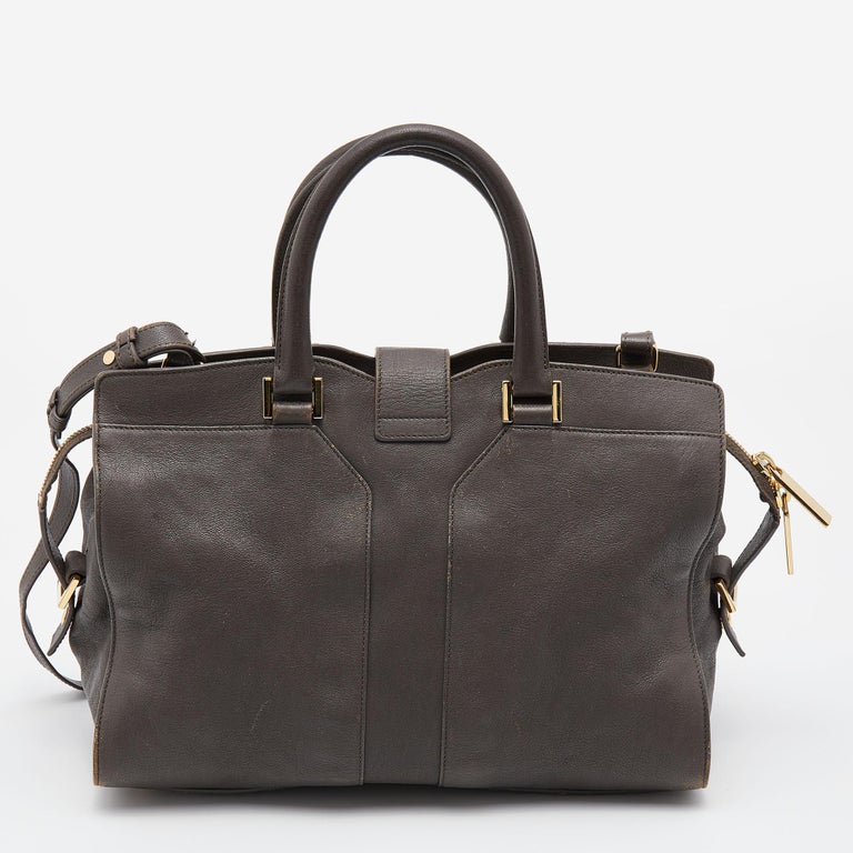 Yves Saint Laurent Dark Grey Leather Small Cabas Y-Ligne Tote For Sale ...