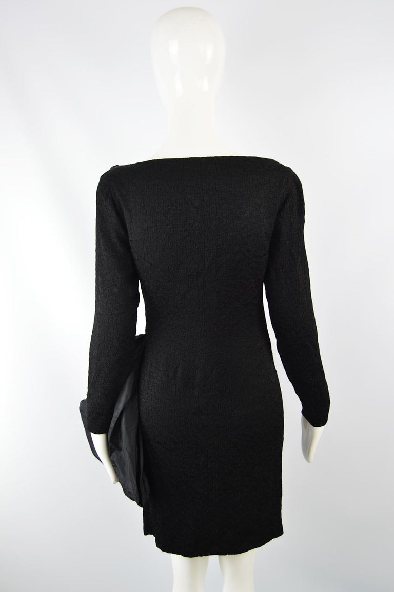 Yves Saint Laurent Documented Rive Gauche Black Cloqué Evening Dress ...