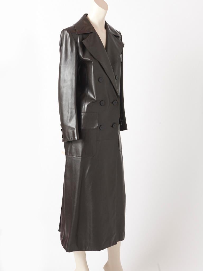 Yves Saint Laurent Double Breasted Leather Coat at 1stDibs
