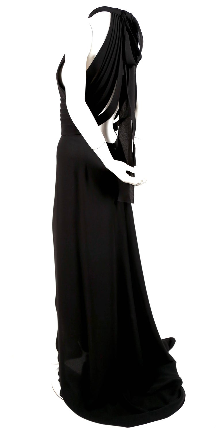 YVES SAINT LAURENT edition soir black silk evening gown with draped ...