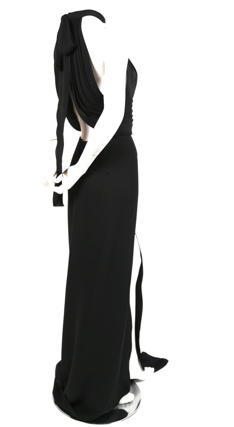 YVES SAINT LAURENT edition soir black silk evening gown with draped ...