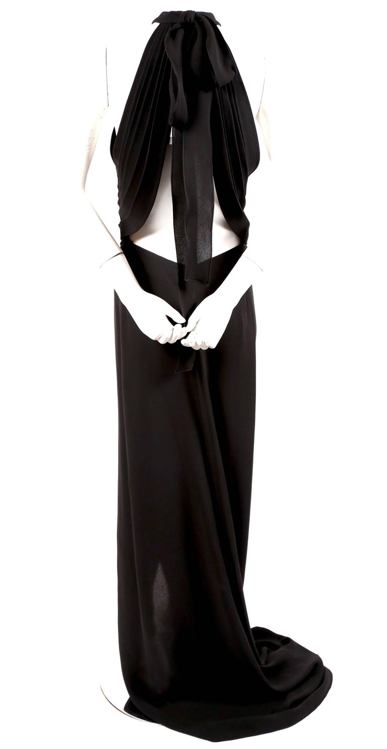 YVES SAINT LAURENT edition soir black silk evening gown with draped ...