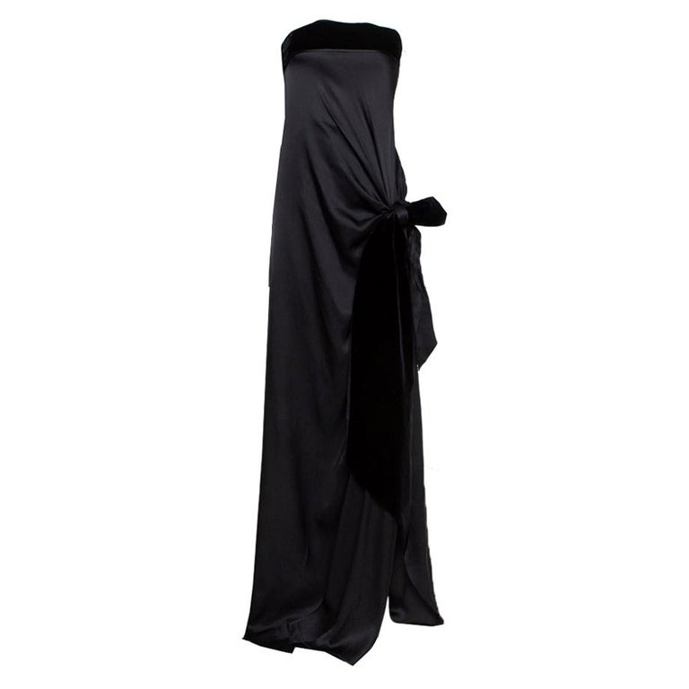 Yves Saint Laurent Edition Soir Black Silk Thigh High Slit Detail ...