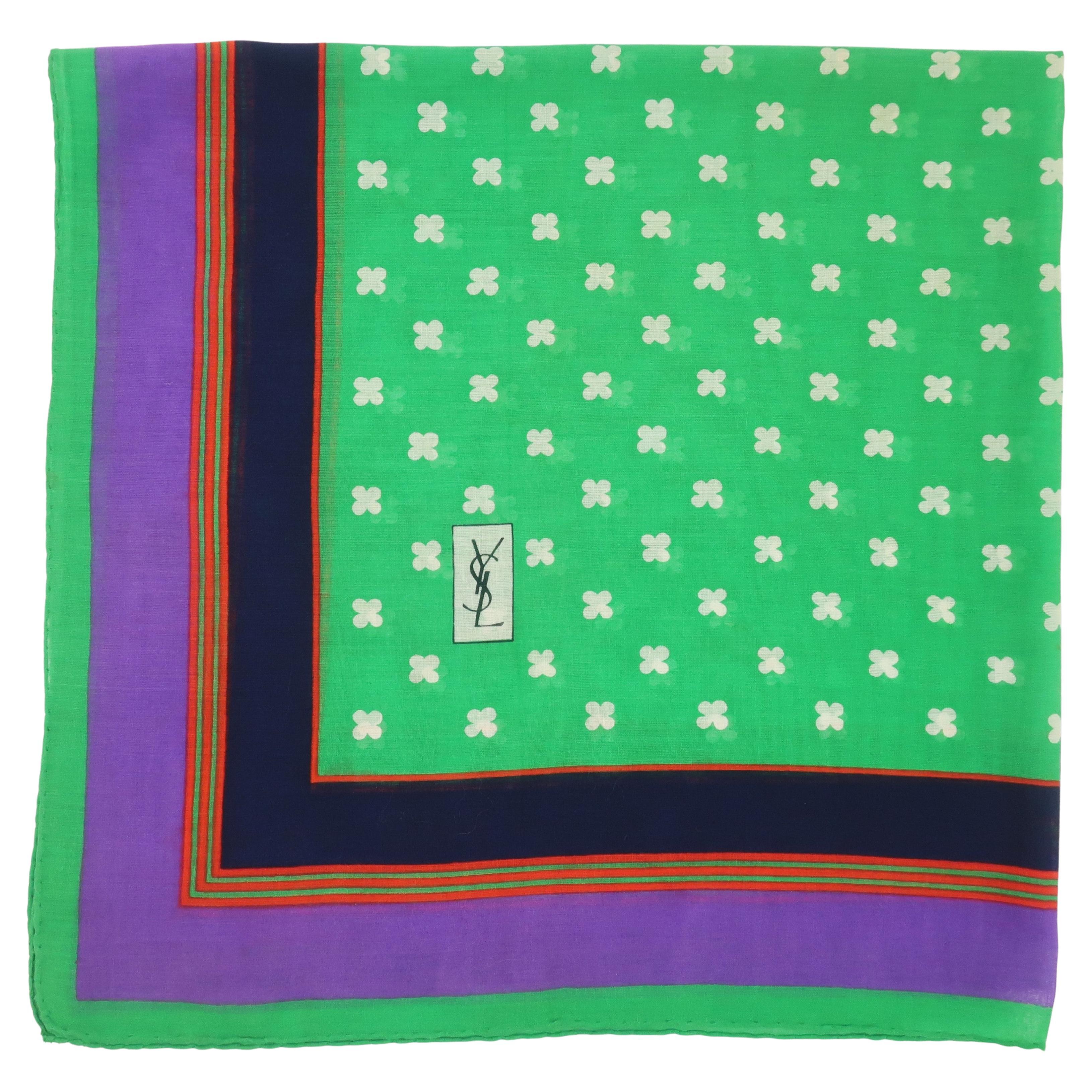 Vintage YSL YVES SAINT LAURENT 1970's Colorful foulard scarf 38" at 1stDibs