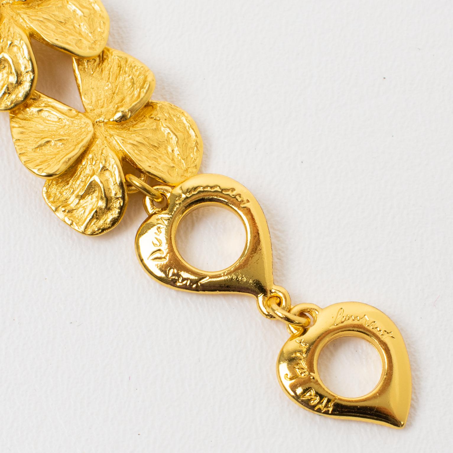 Yves Saint Laurent Gilt Metal Butterfly Link Bracelet For Sale at 1stDibs