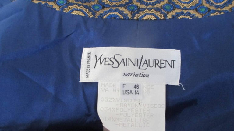 Yves Saint Laurent Gold and Blue Jacket For Sale at 1stDibs | ysl ...