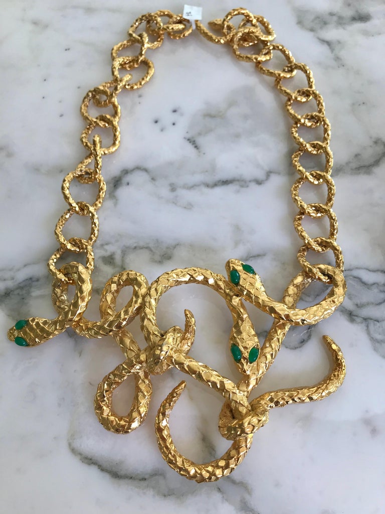 Yves Saint Laurent Gold Plated Snake Chain Large Necklace, YSL at ...