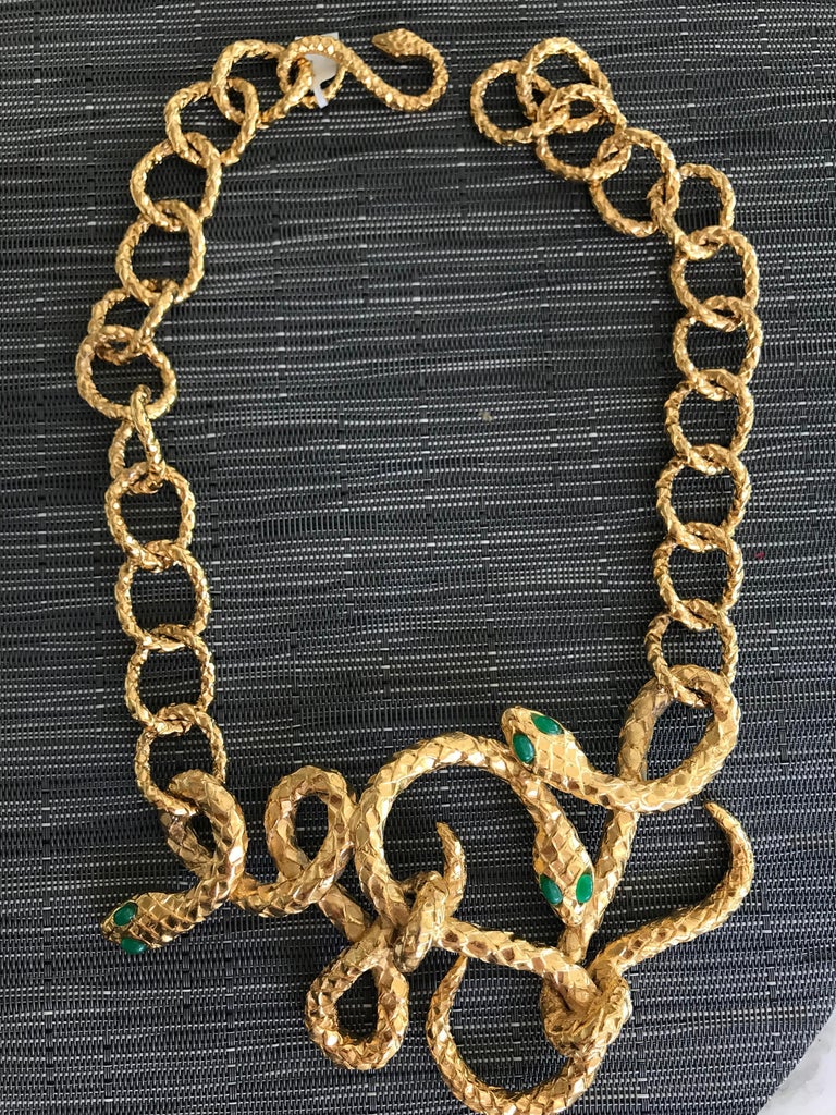 Yves Saint Laurent Gold Plated Snake Chain Large Necklace, YSL at ...