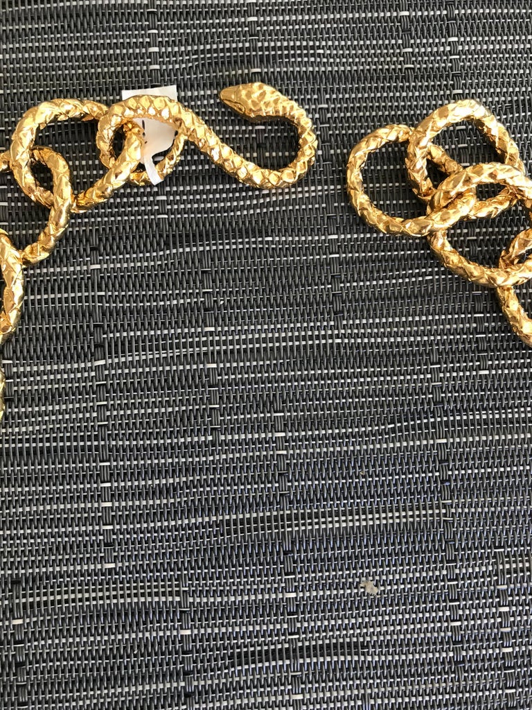 Yves Saint Laurent Gold Plated Snake Chain Large Necklace, YSL at ...
