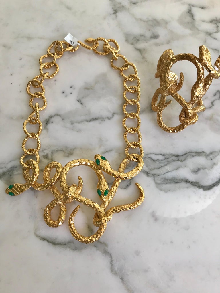 Yves Saint Laurent Gold Plated Snake Chain Large Necklace, YSL at ...