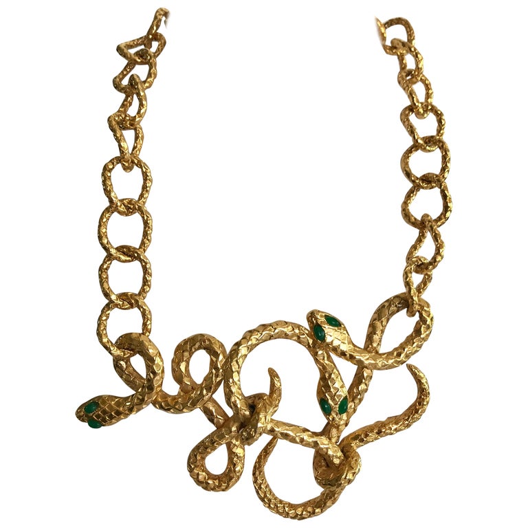 Yves Saint Laurent Gold Plated Snake Chain Large Necklace, YSL at ...