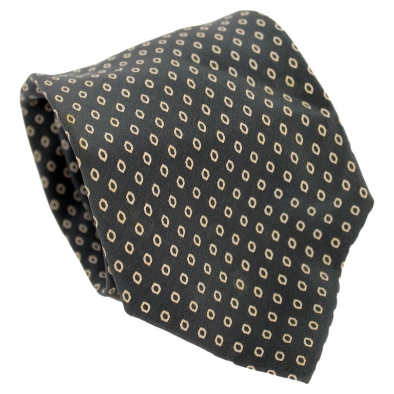 Yves Saint Laurent Gray Beige Silk Vintage Tie For Sale at 1stDibs