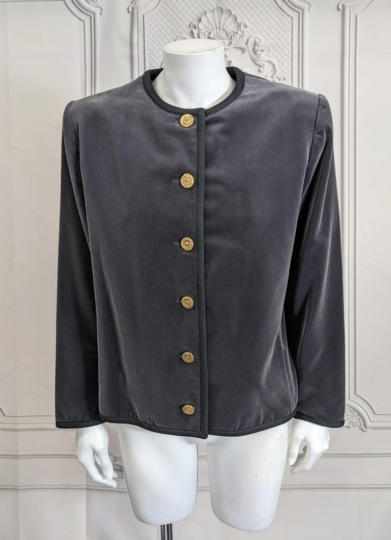 Yves Saint Laurent Gray Velvet Jacket For Sale at 1stDibs