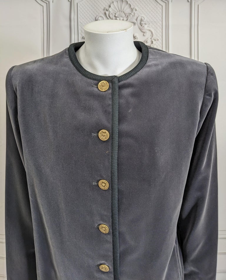 Yves Saint Laurent Gray Velvet Jacket For Sale at 1stDibs