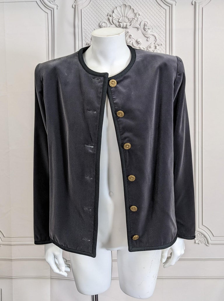 Yves Saint Laurent Gray Velvet Jacket For Sale at 1stDibs