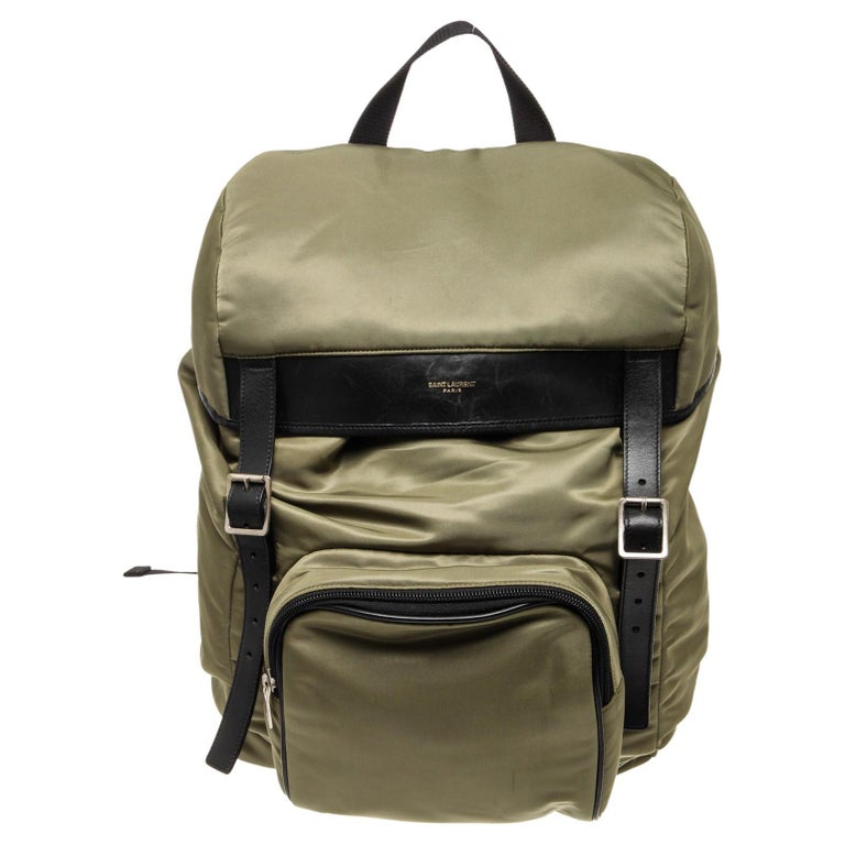 Yves Saint Laurent Green Leather Hunting Backpack Bag with leather For ...