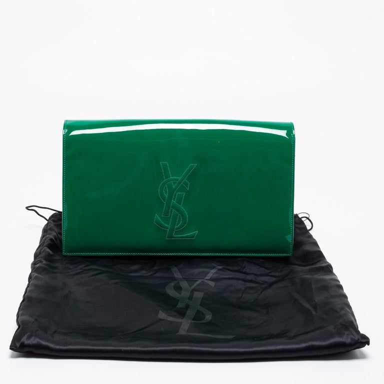 Yves Saint Laurent Green Patent Leather Belle De Jour Clutch For Sale ...