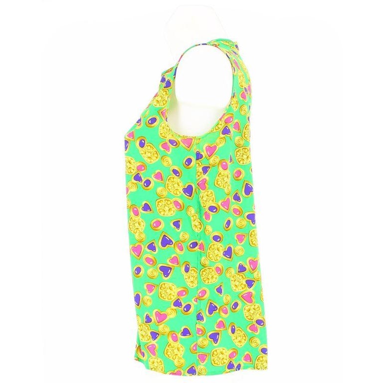 Yves Saint Laurent Green Patterned Top For Sale at 1stDibs