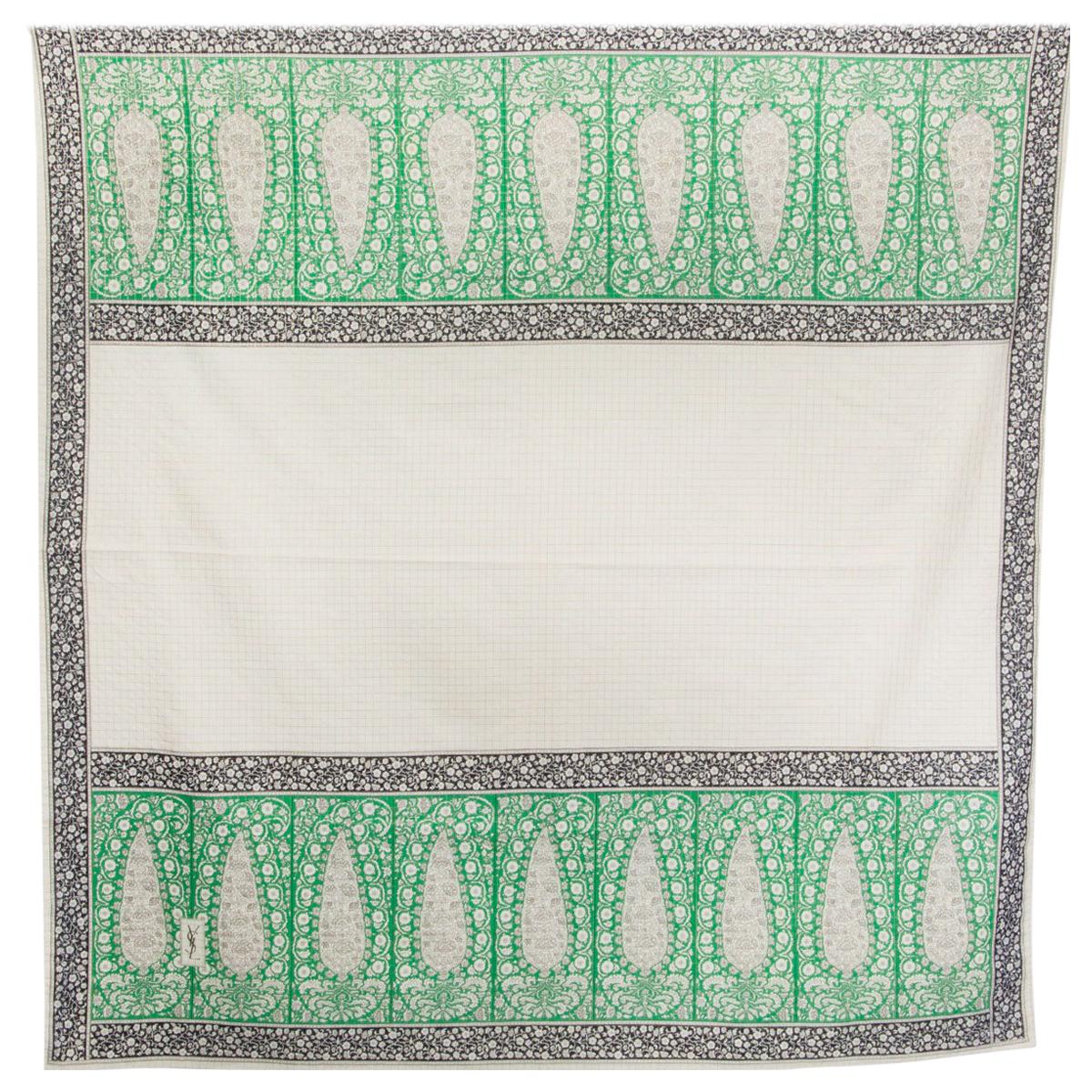 Yves Saint Laurent Steel Gray with Color Block Silk Jacquard Scarf For ...